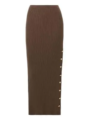 BLAZÉ MILANO Alegria Ribbed Maxi Skirt - Brown