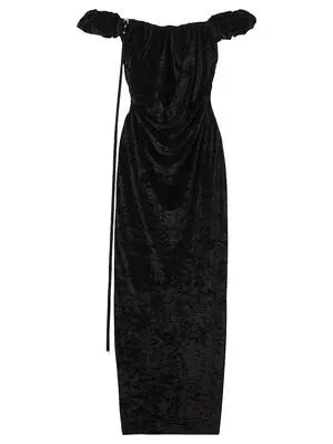 Jacquemus Off-the-shoulder Embellished Stretch-velour Gown - Black