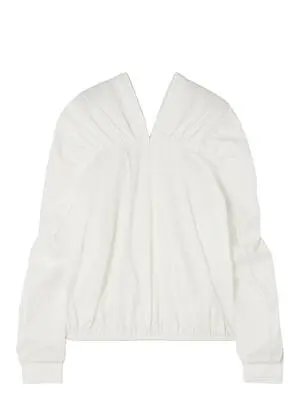 DIOTIMA Braceback Embroidered Cotton-poplin Blouse - White