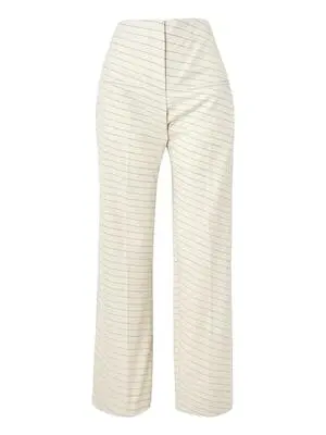 JW Anderson Pinstriped Wool-blend Drill Straight-leg Pants - Ivory