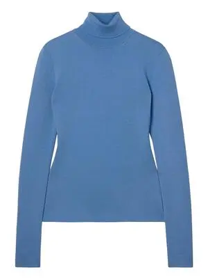 Gabriela Hearst Wool, Cashmere And Silk-Blend Turtleneck Sweater Light Blue