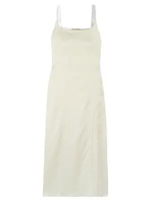 Jacquemus Notte Embellished Satintwill Midi Dress - Off-white