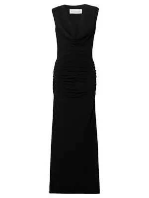 Michael Lo Sordo Draped Satin Gown - Black