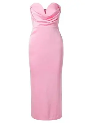 Alex Perry Strapless Draped Satin-crepe Midi Dress - Baby Pink