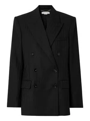 Stella McCartney Oversized Striped Wool Double-breasted Blazer - Black