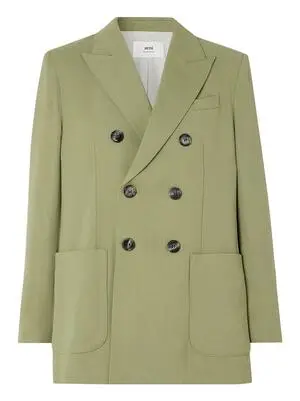Ami Double-breasted Twill Blazer - Sage Green