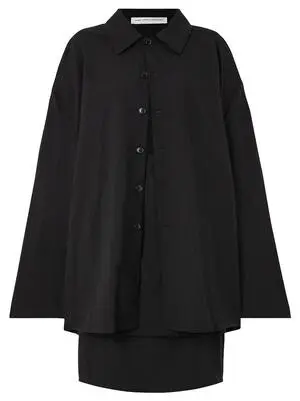 Marie Adam-Leenaerdt Cape-effect Wool-blend Midi Shirt Dress - Black
