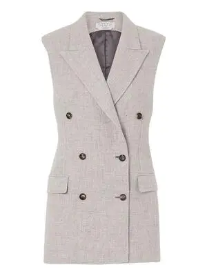 Gabriela Hearst Mayte Double-breasted Cashmere And Linen-blend Vest - Light Gray