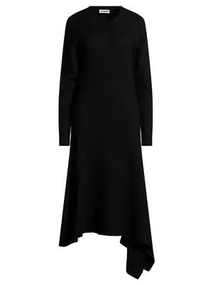 JIL SANDER Asymmetric Wool Dress - Black