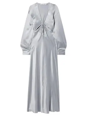 Christopher Esber Triquetra Cutout Silk-satin Maxi Dress - Light Gray