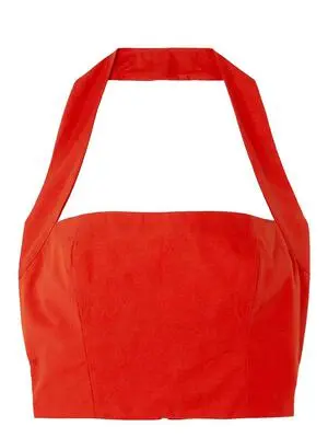 TOLU COKER Woop Cropped Halterneck Top - Red
