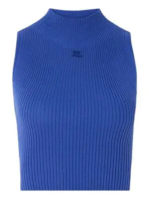 COURREGES Cropped Ribbed Tank - Blue