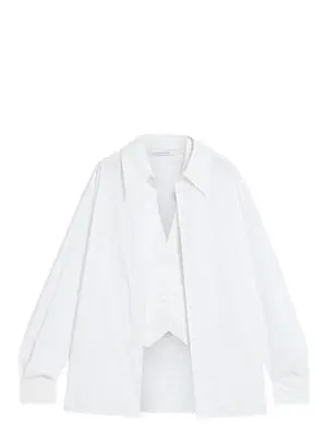 Alberta Ferretti Layered Cotton-blend Poplin Shirt - Off-white