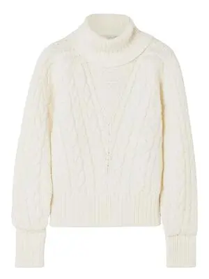 EMILIA WICKSTEAD Cable-knit Wool Turtleneck Sweater - Ivory