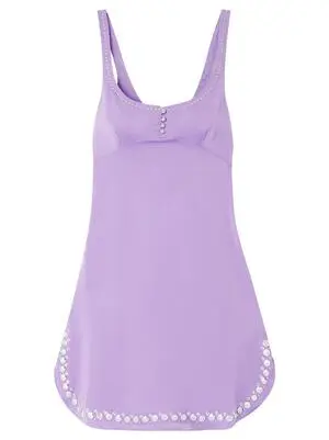 Rabanne Embellished Satin Mini Dress - Lavender