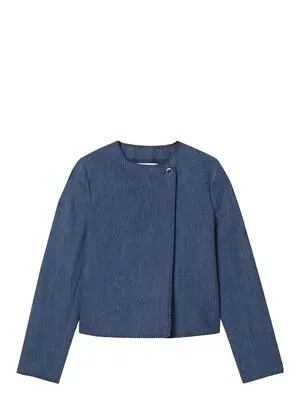 Gabriela Hearst Wyn Cotton And Linen-blend Jacket - Mid Denim