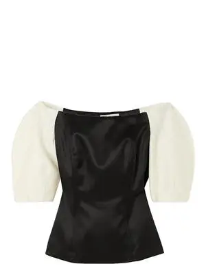 Gabriela Hearst Off-the-shoulder Wool And Silk-blend Top - Black