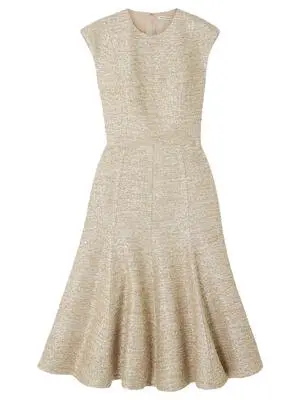 EMILIA WICKSTEAD Denver Metallic Bouclé-tweed Midi Dress - Beige