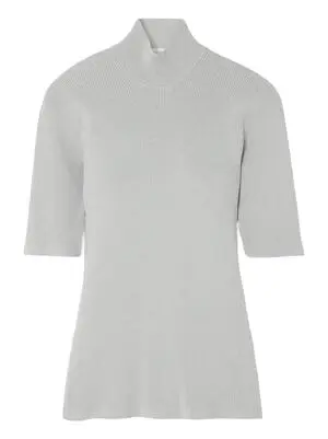 MAX MARA Leisure Peter Metallic Ribbed-knit Turtleneck Top