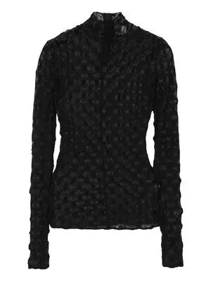 Isabel Marant Toxani Stretch Cotton-blend Lace Turtleneck Top - Black