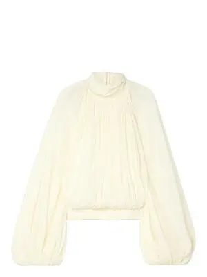 Stella McCartney Open-back Silk-crepon Blouse - Ivory