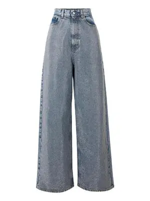 Stella McCartney Crystal-Embellished Wide-Leg Jeans Light Denim