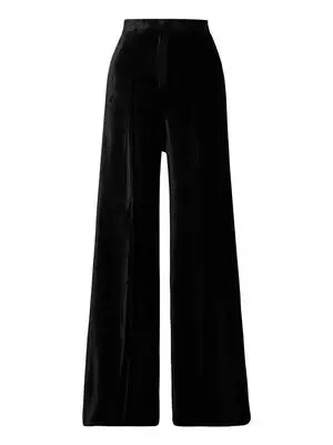 Gabriela Hearst Boyne Organic Silk-velvet Wide-leg Pants - Black
