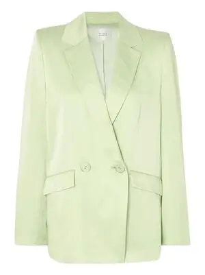 Galvan Boyfriend Double-breasted Satin Blazer - Light Green