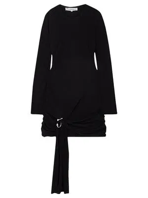JW Anderson Embellished Draped Jersey Mini Dress - Black
