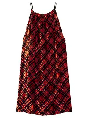LIBEROWE Checked Devoré-velvet Mini Dress - Orange