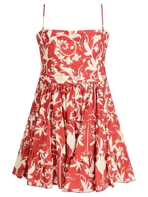 Agua Bendita Lima Maiz Tiered Mini Dress - Brick