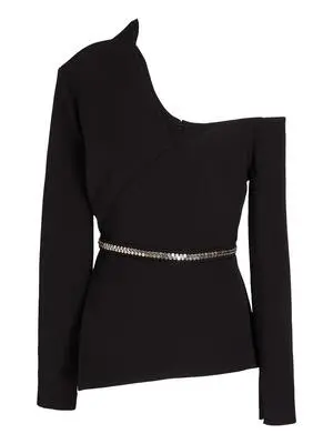 Safiyaa Brielle One-shoulder Crepe Top - Black