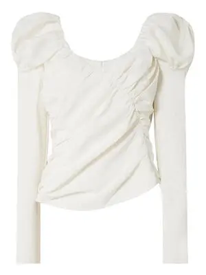 LIBEROWE Luna Draped Wool-Blend Moire Top