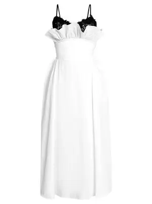KIKA VARGAS Elisabeth Ruffled Guipure Lace And Cotton-Poplin Midi Dress White