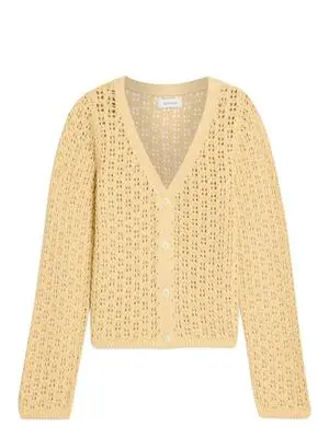 Naadam Crocheted Cotton Cardigan - Yellow
