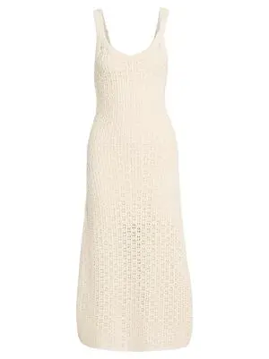 Naadam Crocheted Cotton Midi Dress - Ecru