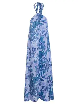 Simkhai Ayra Cutout Printed Halterneck Maxi Dress - Lavender