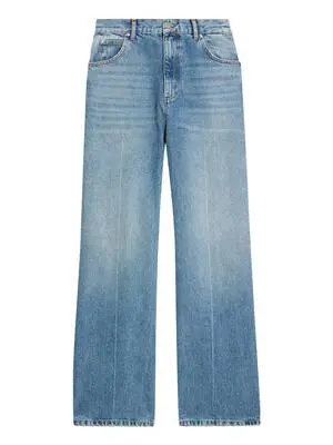Sandro Faded High-rise Wide-leg Jeans - Light Denim