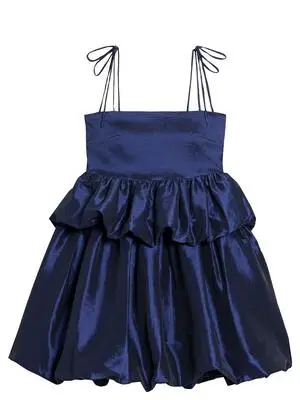KIKA VARGAS Serena Tiered Taffeta Mini Dress - Navy