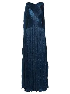 MARCHESA Draped Crinkled-Satin Gown