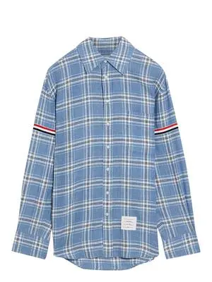 Thom Browne Checked Linen Shirt - Blue