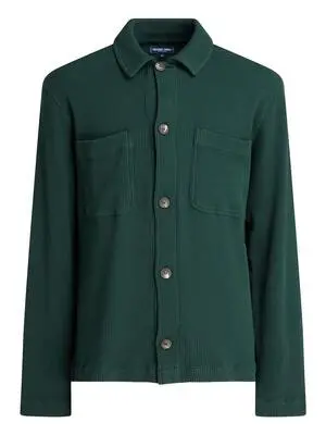 Frescobol Carioca Pedro Waffleknit Cotton Overshirt Forest Green