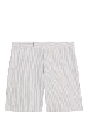 Thom Browne Pinstriped Cotton-ottoman Shorts - Gray
