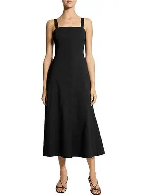 Theory Square Neck Midi Dress - Black