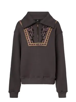 Etro Printed Cotton Half-zip Sweatshirt - Grey