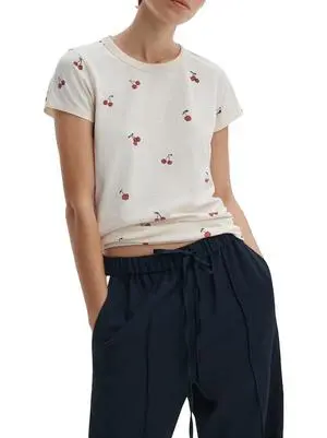 Rag & Bone Cherry Print Cotton T-shirt - White Multi