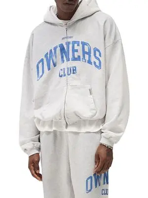 REPRESENT Owners Club Zip Hoodie - Sprayed Ice Grey Marl