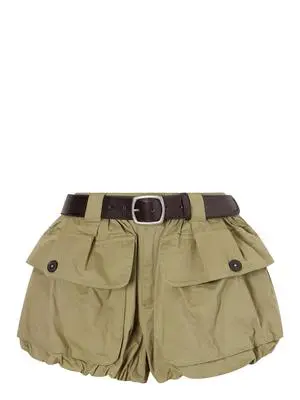 Sea Andrea Belted Cotton-twill Shorts - Army Green
