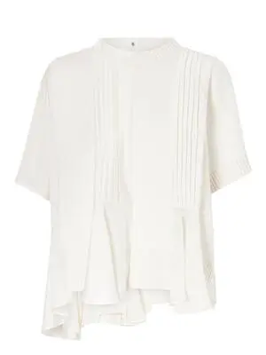 Sacai Paneled Pleated Ruffled Top - Neutrals
