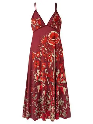 Johanna Ortiz Sendero De Astromelias Floral-print Maxi Dress - Red